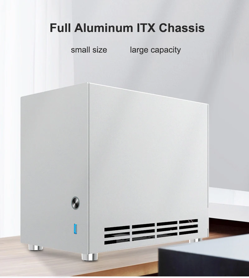 Silver Pc Gaming Computer Case Mini Itx Aluminum Suitcase Portable ...