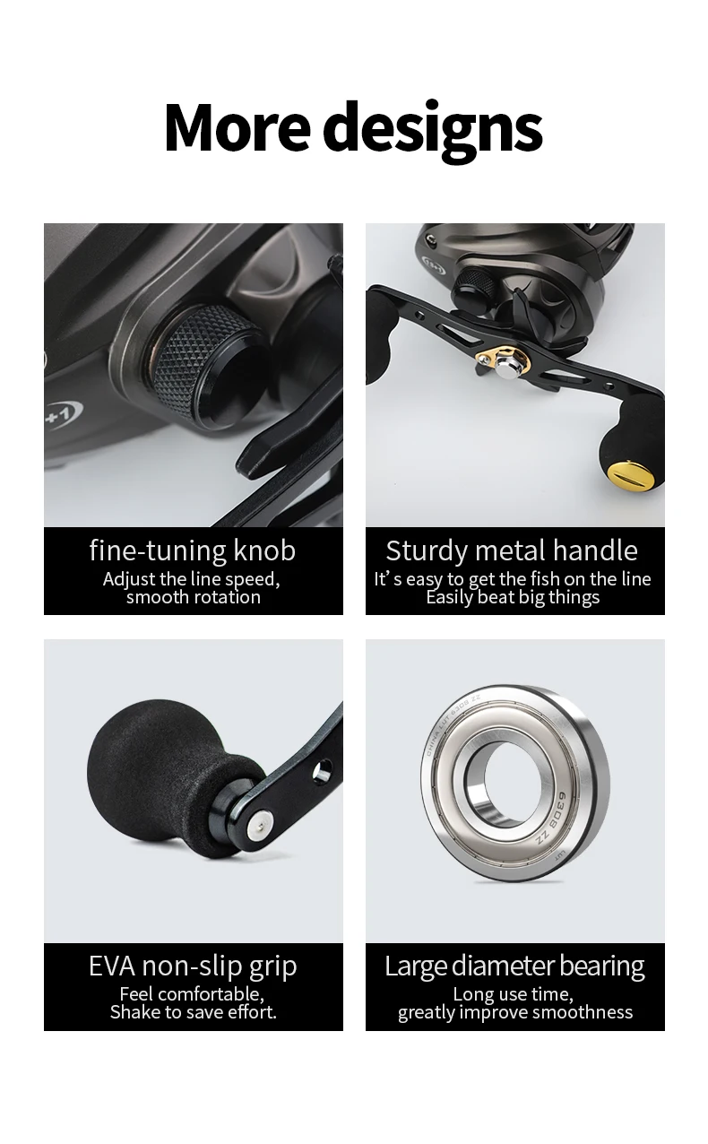 LINNHUE Baitcasting Reel AK2000 - 7.2:1 Gear Ratio Fishing Reel