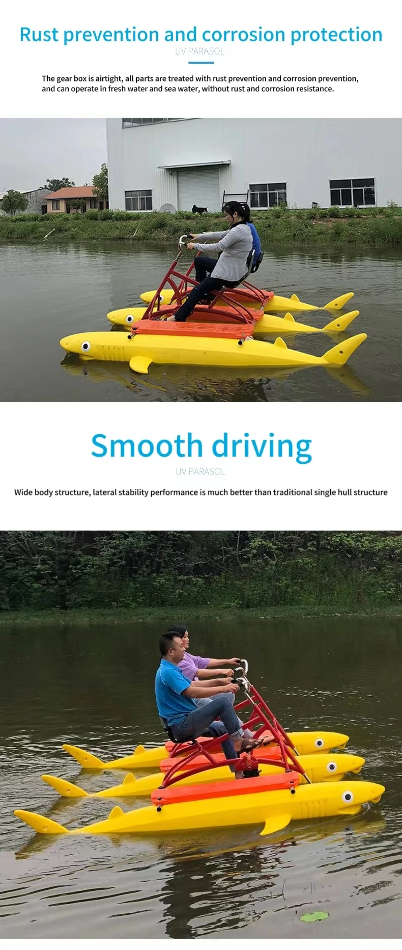 Lightweight Steel Water Bike Pedal Boat Inflatable Float Sea Water ...