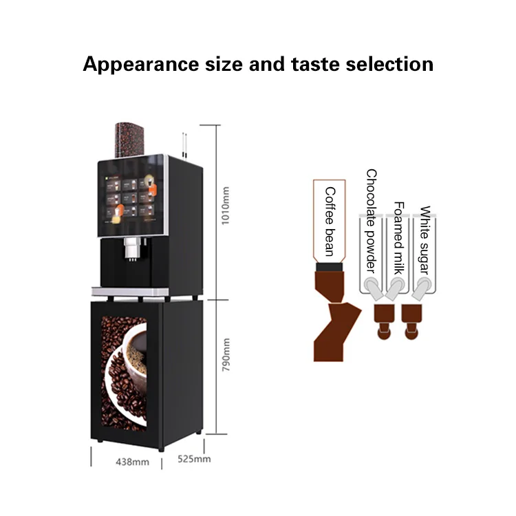 9 Flavors Vending Coffee Machine Ground And Cooked Commercial Instant ...