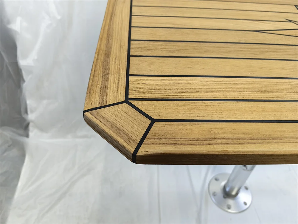 Boat Rectangular Teak Table Top Star Inlay Square Corner 4 Sizes Marine ...