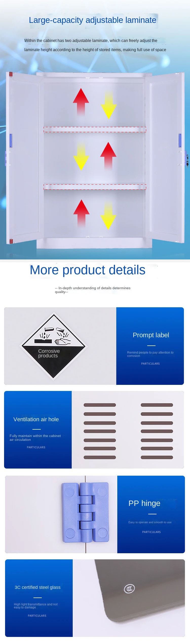 Laboratory Chemical Reagent Storage Cabinet Pp Material Acid Corrosive ...