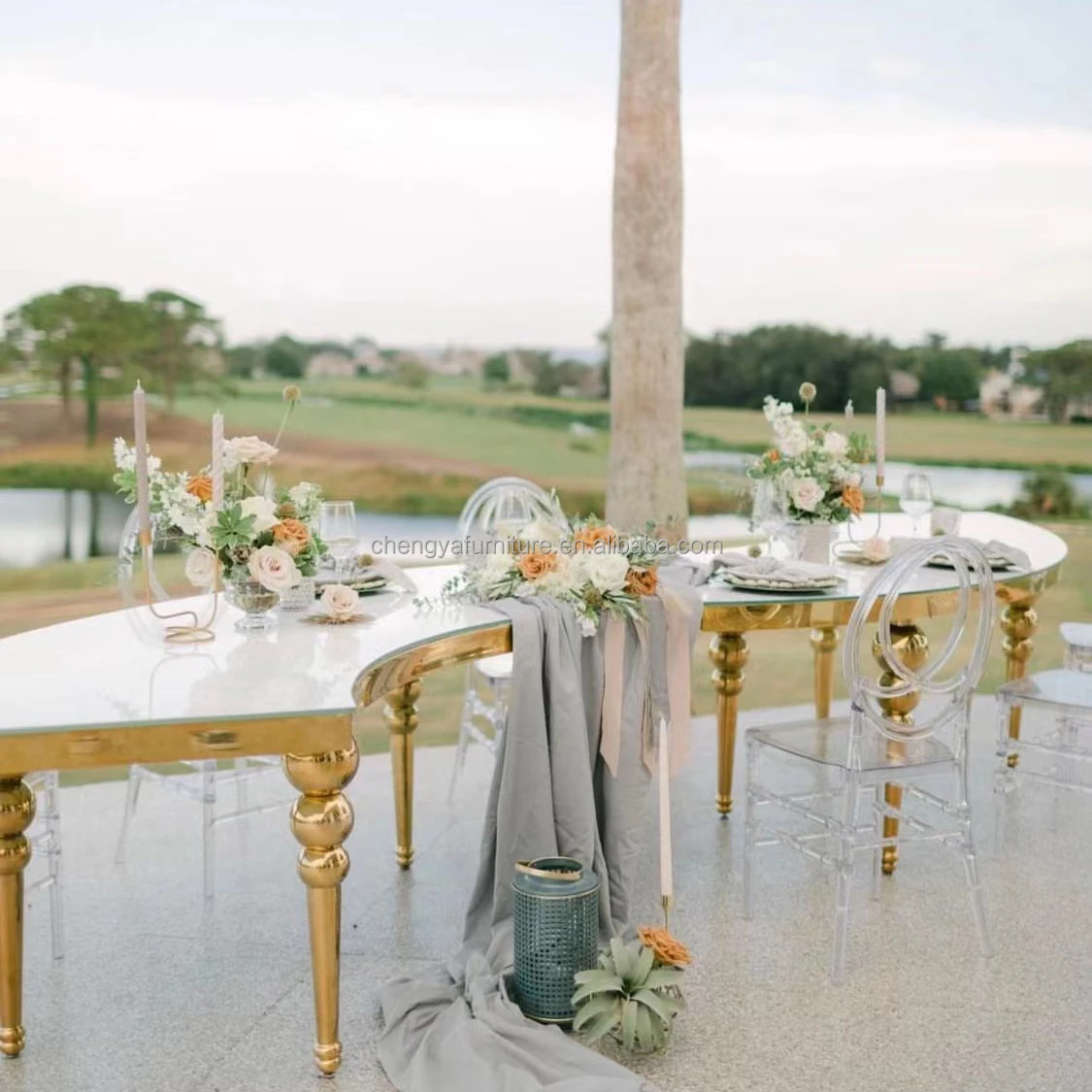 Luxury Wedding Golden Serpentine Party Table For Wedding Events - Buy ...