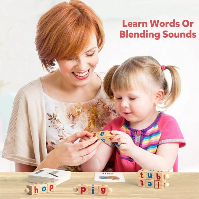 Wooden Montessori Spinning Alphabet Early Educational Learning Toys ...