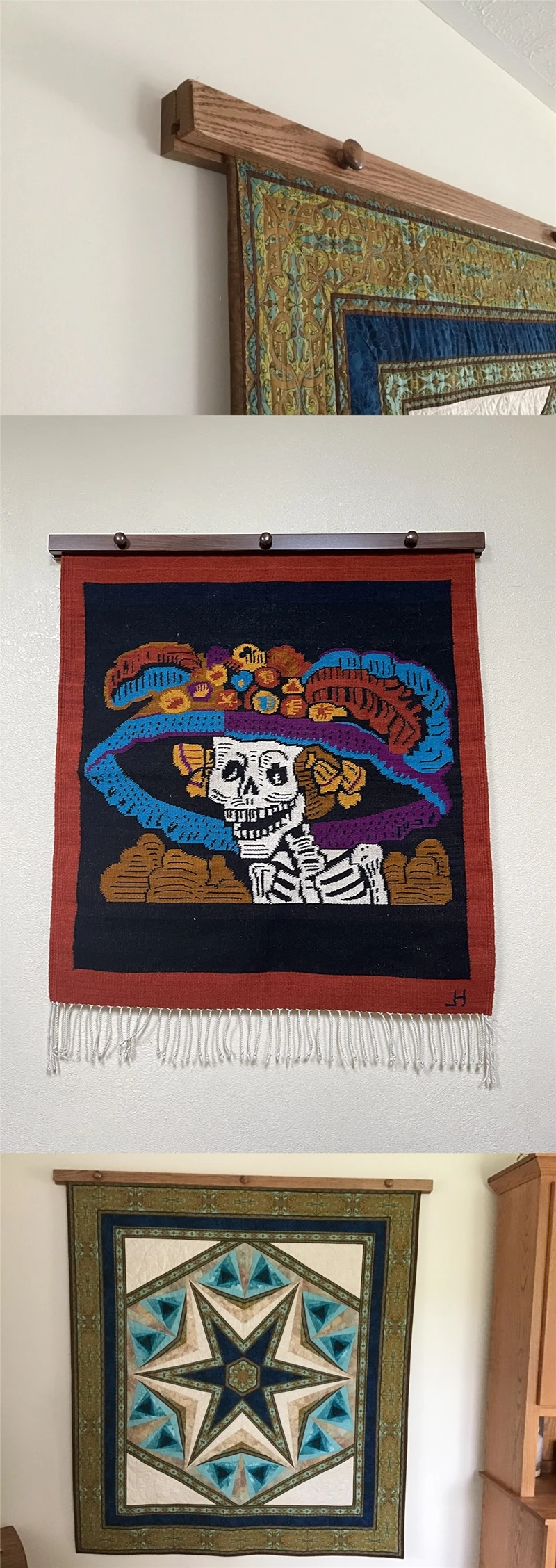 Rustic Quilt Hanger - Wall Display Made of Wood