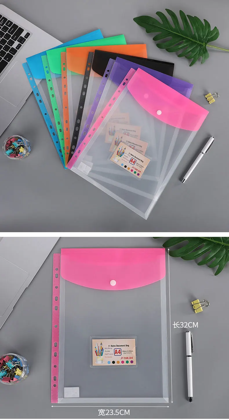 Customized A4 Transparent File Folder - Snap Waterproof Button