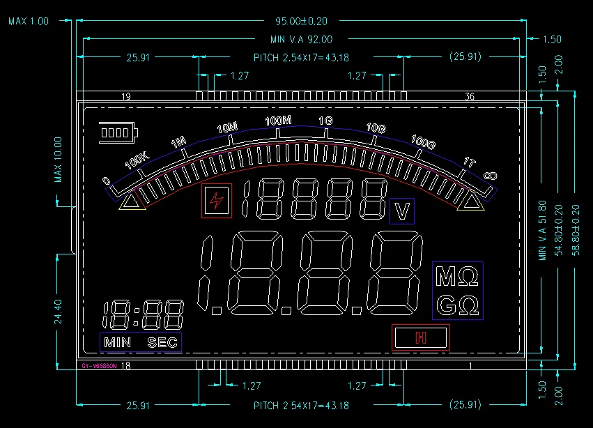 Customizable 7 Segment LCD Display - VA Liquid Crystal