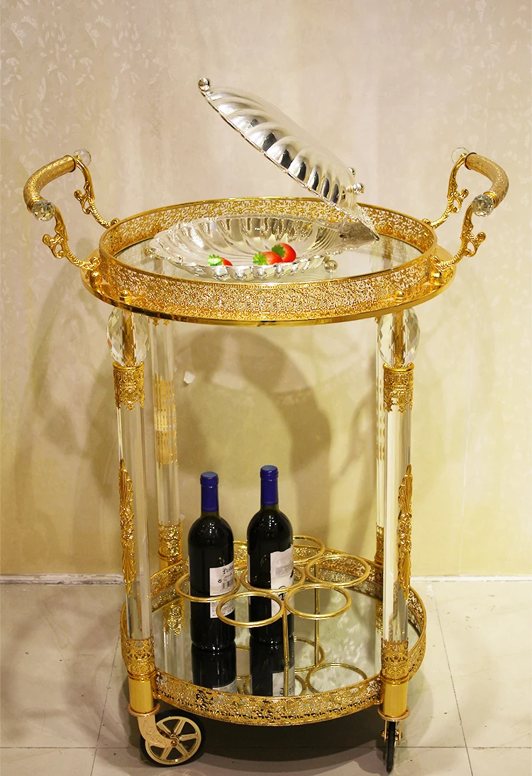 Factory Wholesale High Quality Luxury 720*910mm Round Gold Bar Cart ...