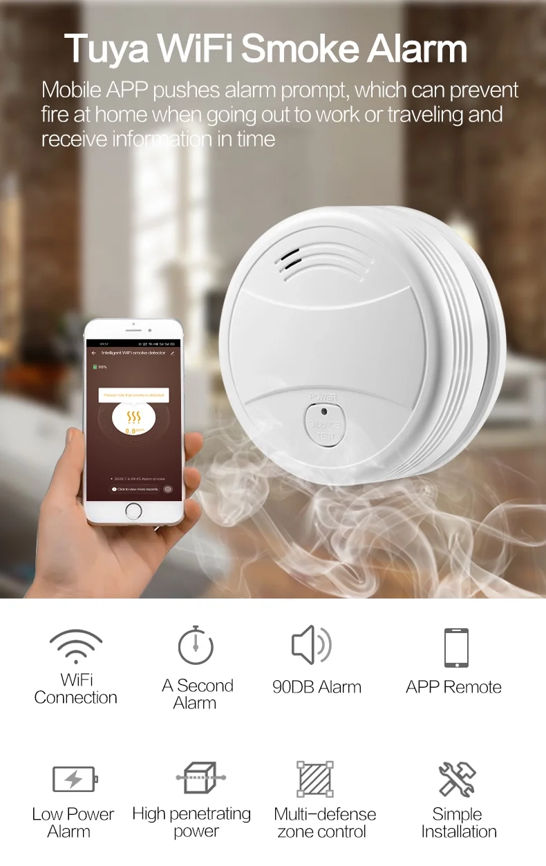 Warehouse kitchen smoke detection alarm smoke sensor hotel room WIFI ...