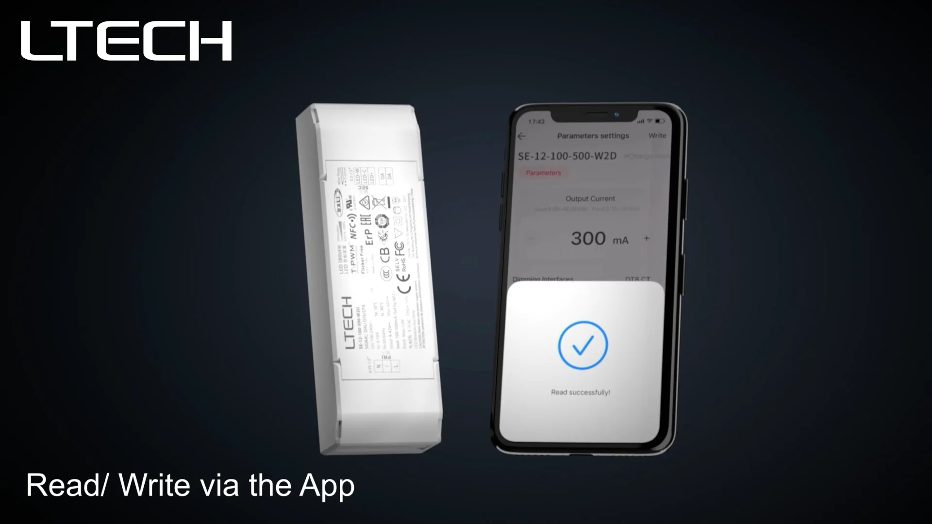 Rts L Ul Erp Ltech 40w 300-1050ma Nfc Cc Dali Dt6 Led Driver Se-40-300-1050-w1d App Control ...