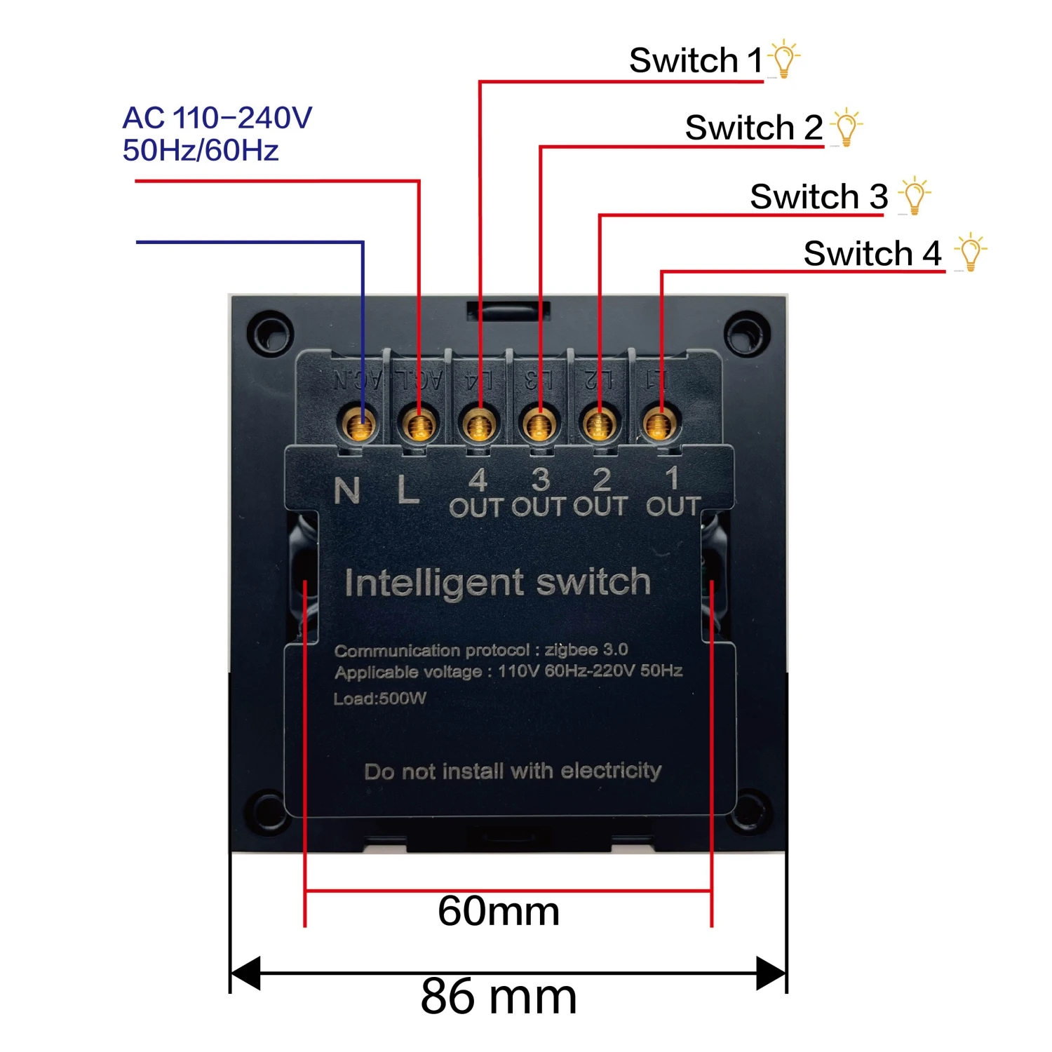 M4 4-Inch Smart Touch Wall Switch - Zigbee Smart Home Panel