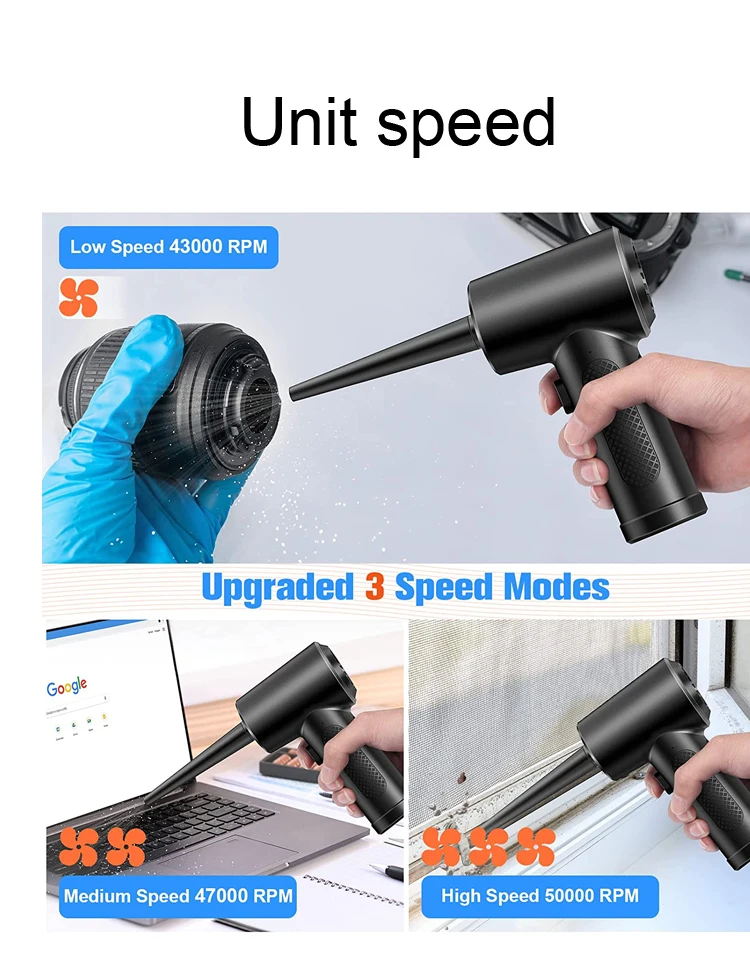3Gears Compressed Electric Air Blower 6000mAh Rechargeable Portable ...
