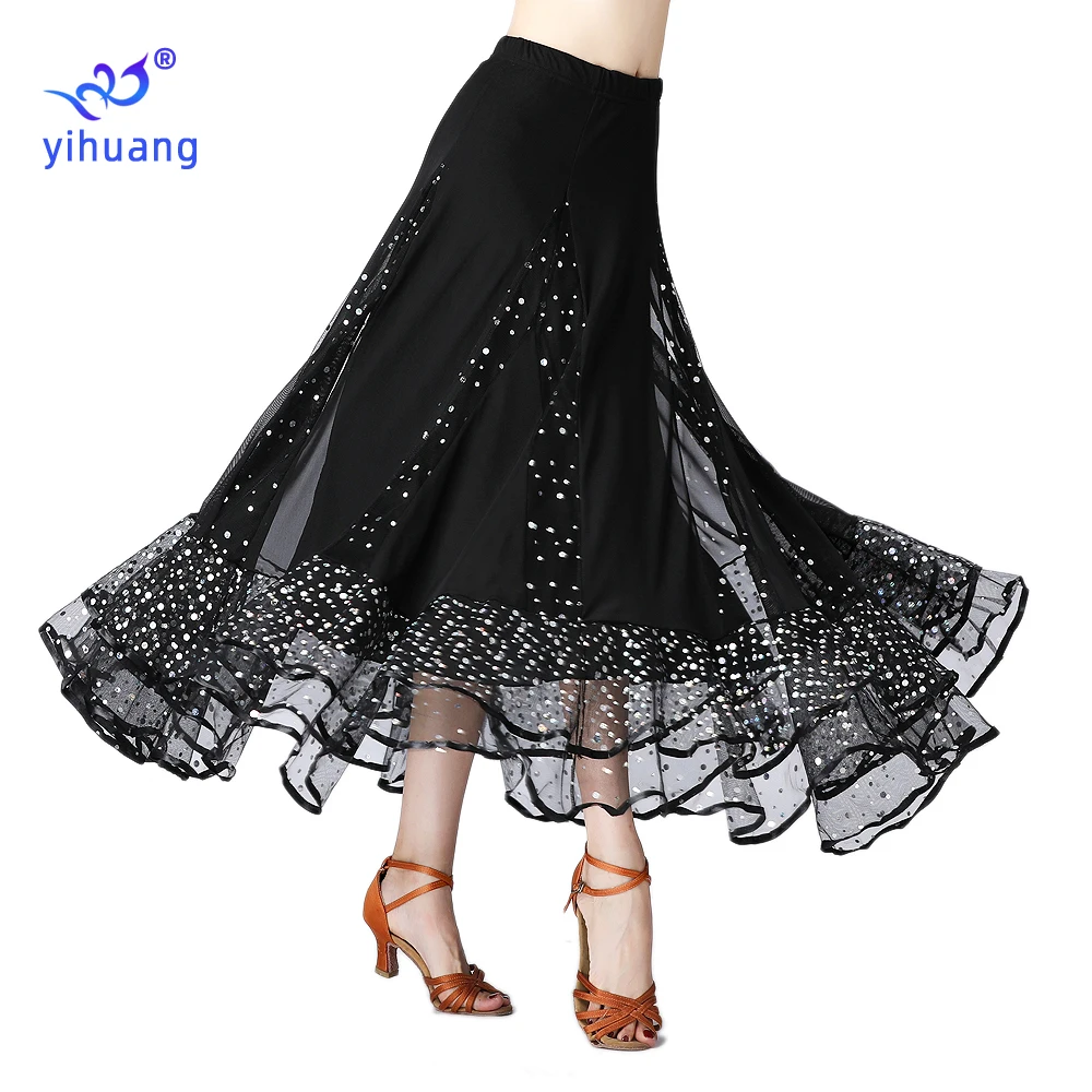 New Modern Dance Sequin Skirt Sorority Dance Long Half-body Skirt Swing ...