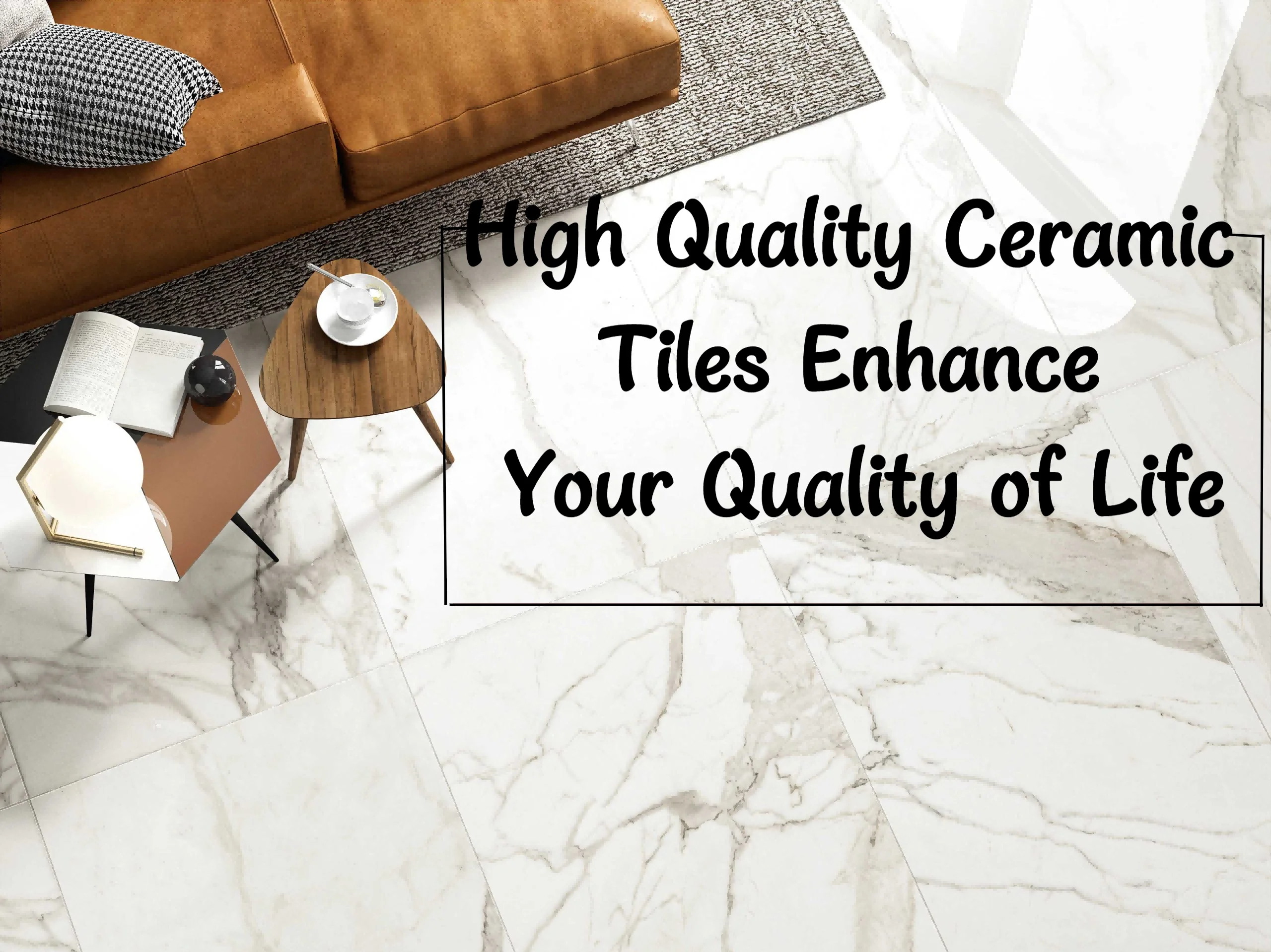 Custom Size 60x60 Marble Floor Tiles - Polished Glazed Porcelain