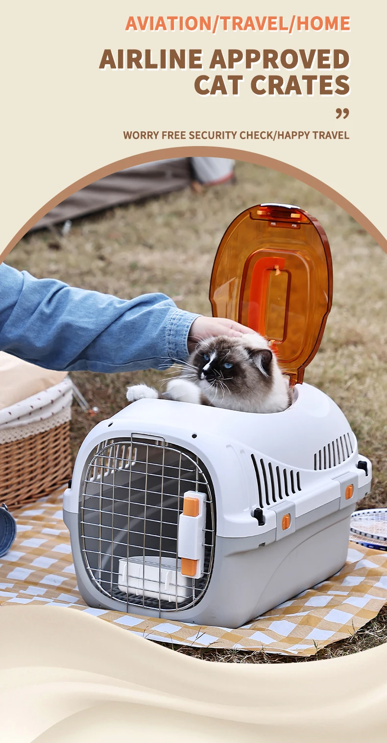 Factory Large Gray Plastic Airline Approved Wire Door Travel Dog Cat ...