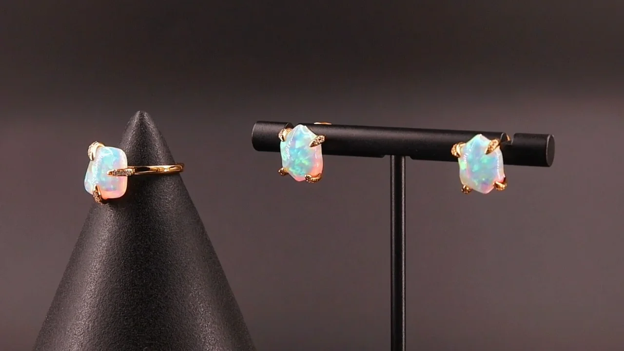 Silver 925 Gemstone Jewelry October Birthstone Created Opal Rings ...