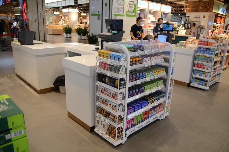 Customized Commercial Steel and Wood Check Grocery Store