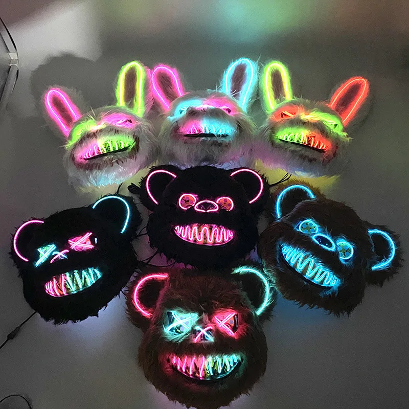 Alibaba.com: Baige Plush Bunny Mask with LED Glow, Cosplay Costume Head ...