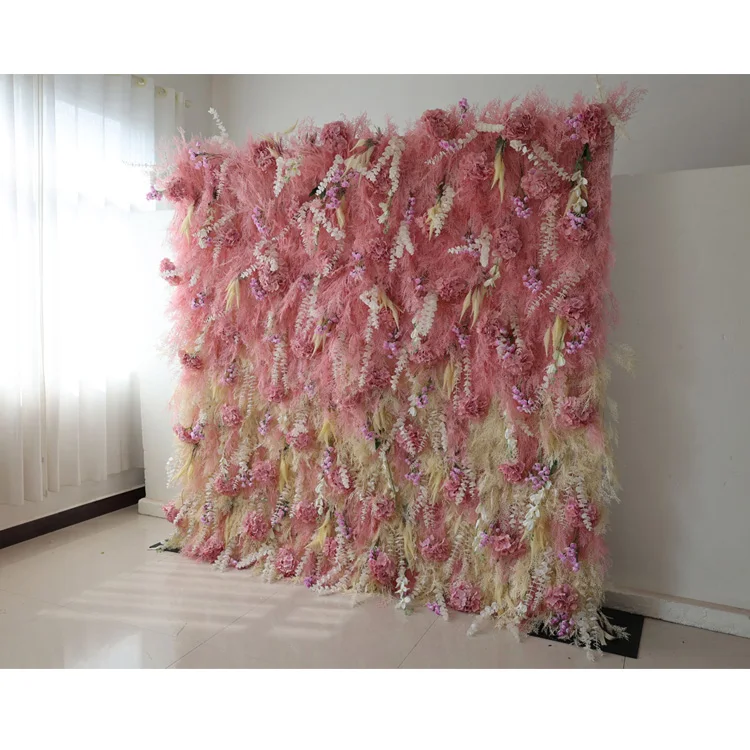 Custom roll up flower wall backdrop artificial flower wall panel 3d ...