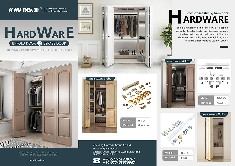 Kinmade Steel Track Closet Bi-Fold Door Hardware Set