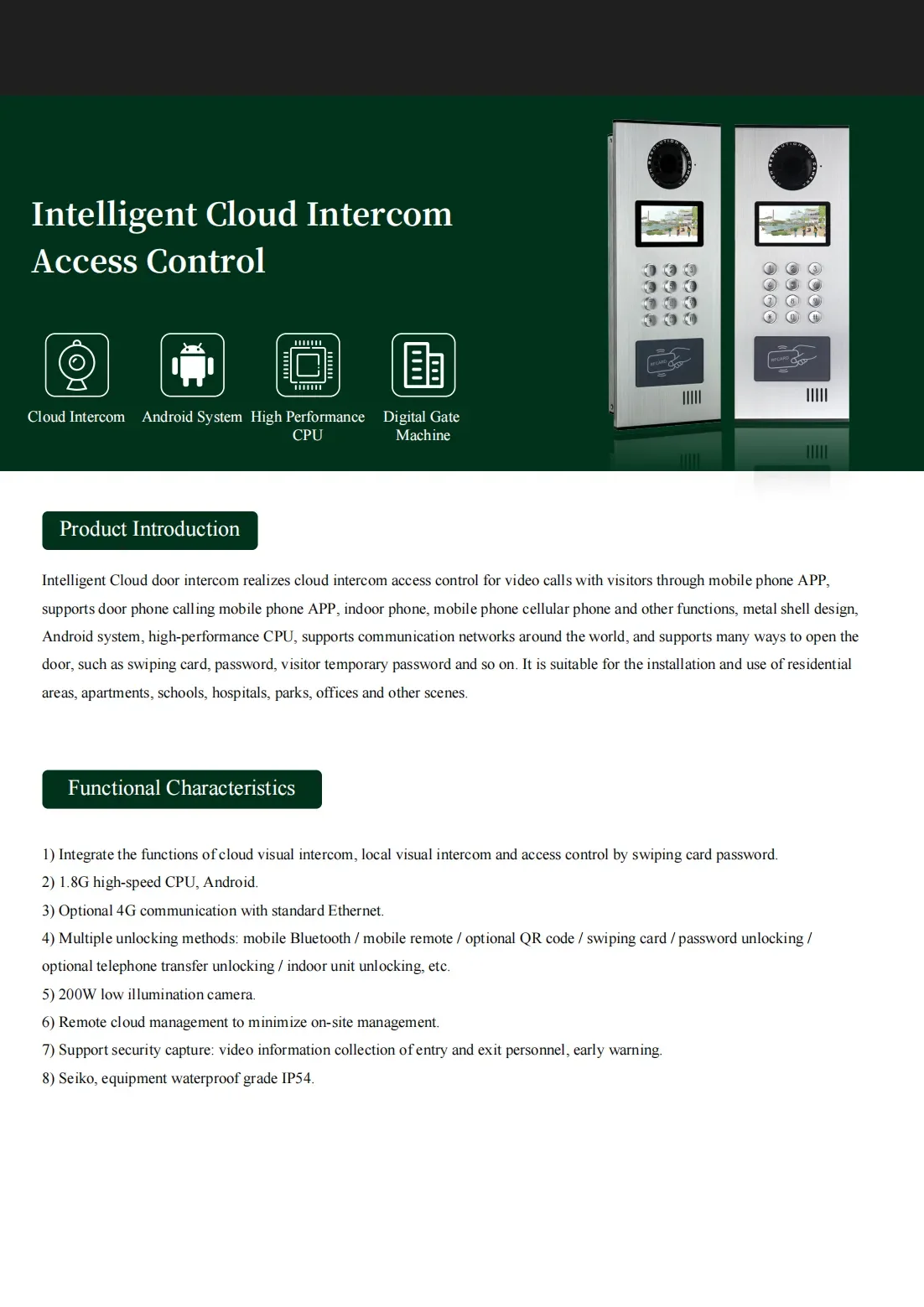 Thinmoo Intelligent Cloud Intercom System for Apartments