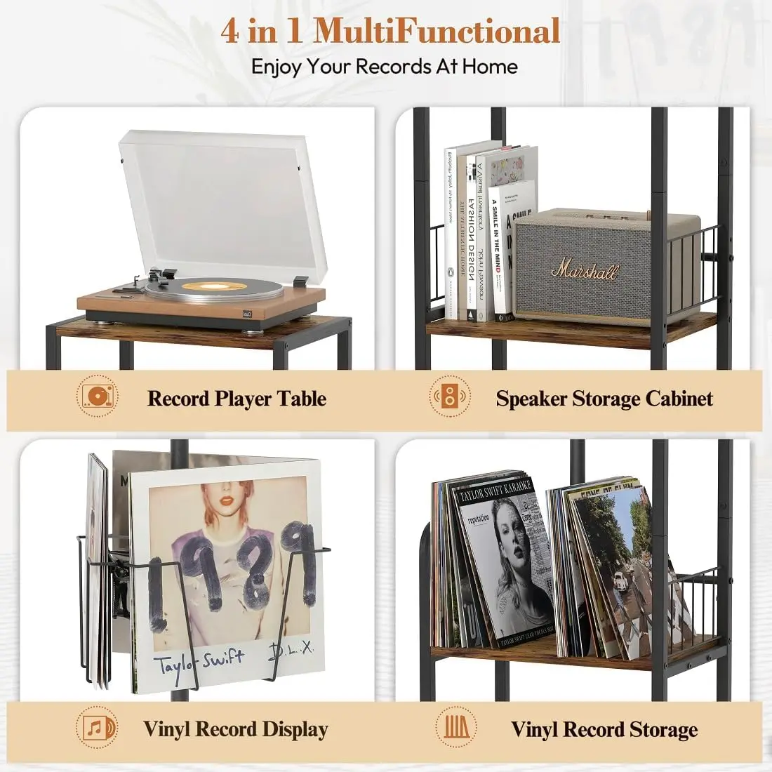 Factory Patented Record Player Stand Vinyl Record Storage Rotary ...