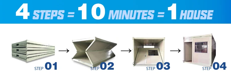 20ft Steel Structures Folding Living Prefab Modular Homes Stackable ...