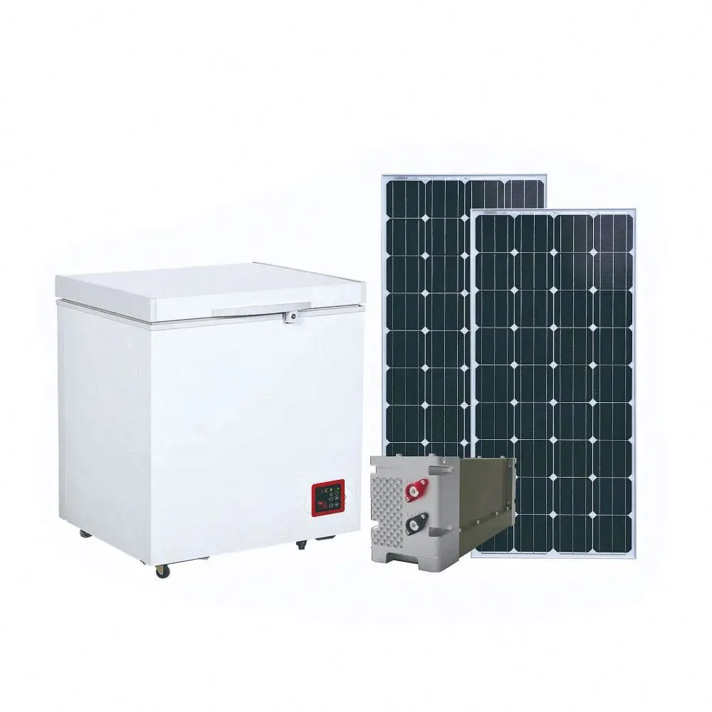 Single Double Door 12V 24V Solar Panel Energy Powered Freezer ...