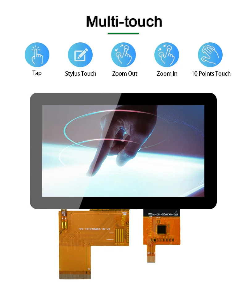 Yunlea 4.3 Inch High Brightness 400 Nits 800*480 24 Bit Rgb Lcd Display ...