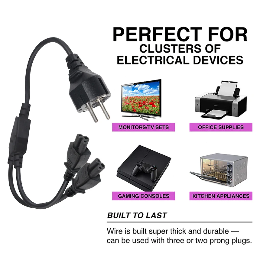 60320 Electric Dual 16A Cord European Cee7 Vde 220V Cee 77 EU Ac Iec C5 ...