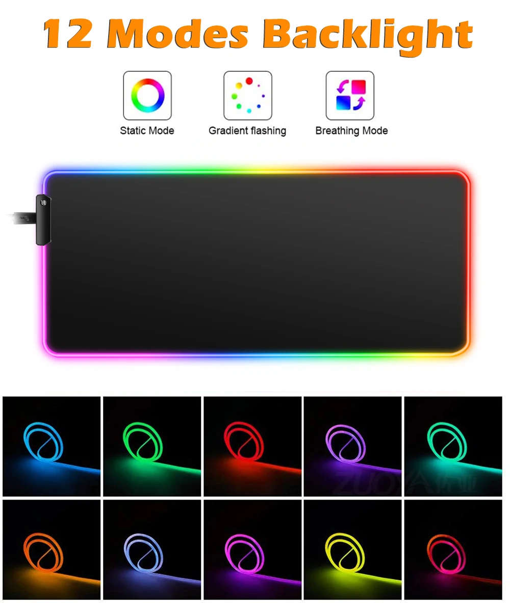 LED Light Gaming Mouse Pad RGB Large Computer Mousepad Gamer Carpet ...