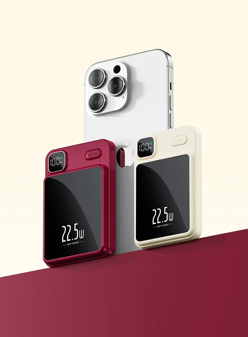 Portable Magnetic Mini Pd22.5w Qc3.0 10000mah Powerbank Wireless 15w ...