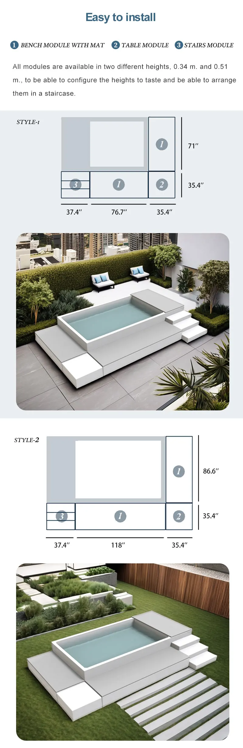 Luxury Garden Small Size Fiberglass Pool Sofa Lounge Piscine Piscina ...