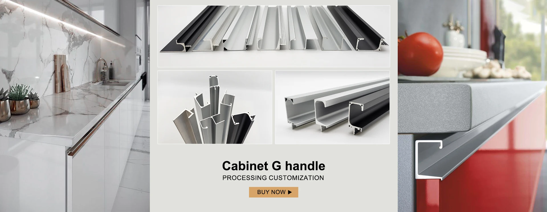 Modern Kitchen Aluminium Gold J Profile Handle Kitchen Cabinet Hidden ...