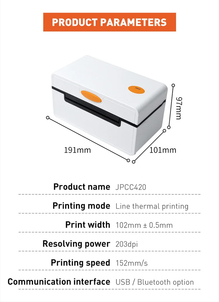 4x6 110mm Shipping Label Desktop Tsc Wireless Receipt Thermal Mini Receipt Packing Pos Impresora ...