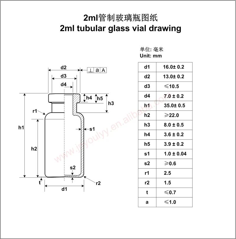 2R Pharmaceutical Tubular Glass Vial for Steroid Storage