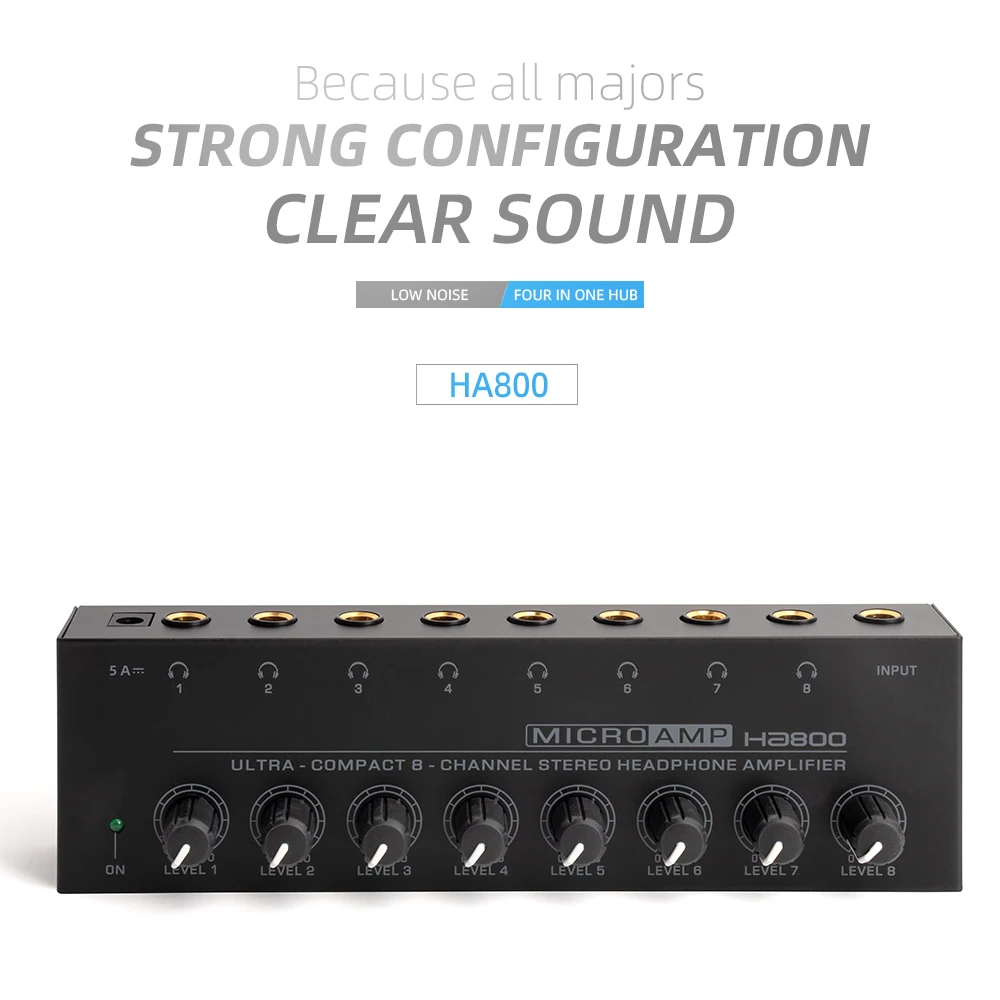 8 Channel Compact Amplifier - HA800 for Audiophile Headphones
