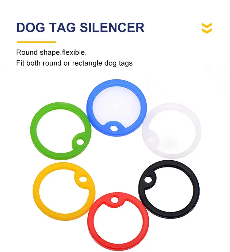 Wholesale Black Silicone Rubber Stainless Steel Dog Tag Silencer