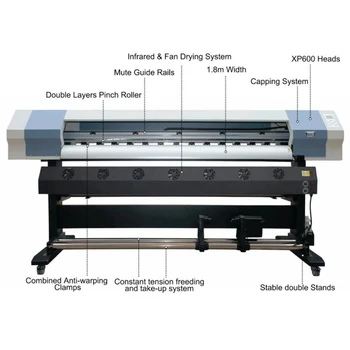1.8m Xp600 Large Format Eco-solvent Vinyl Printer Plotter Dx11 Canvas ...