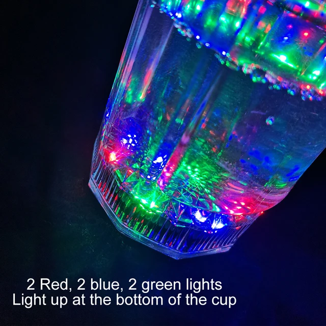 16Oz Colorful Light-Up LED Beer Mug Glow in the Dark Plastic Drink Cup ...