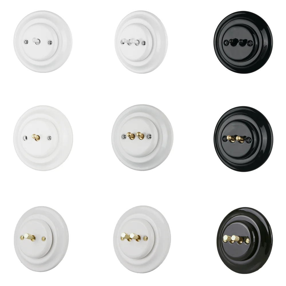 Vintage Ceramic Wall Switch Socket - Flush Mounted Porcelain French Socket