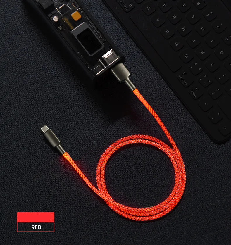 Hot Sales Rgb 66w 100w Fast Charge Cable Led Iridescence Flowing Usb ...