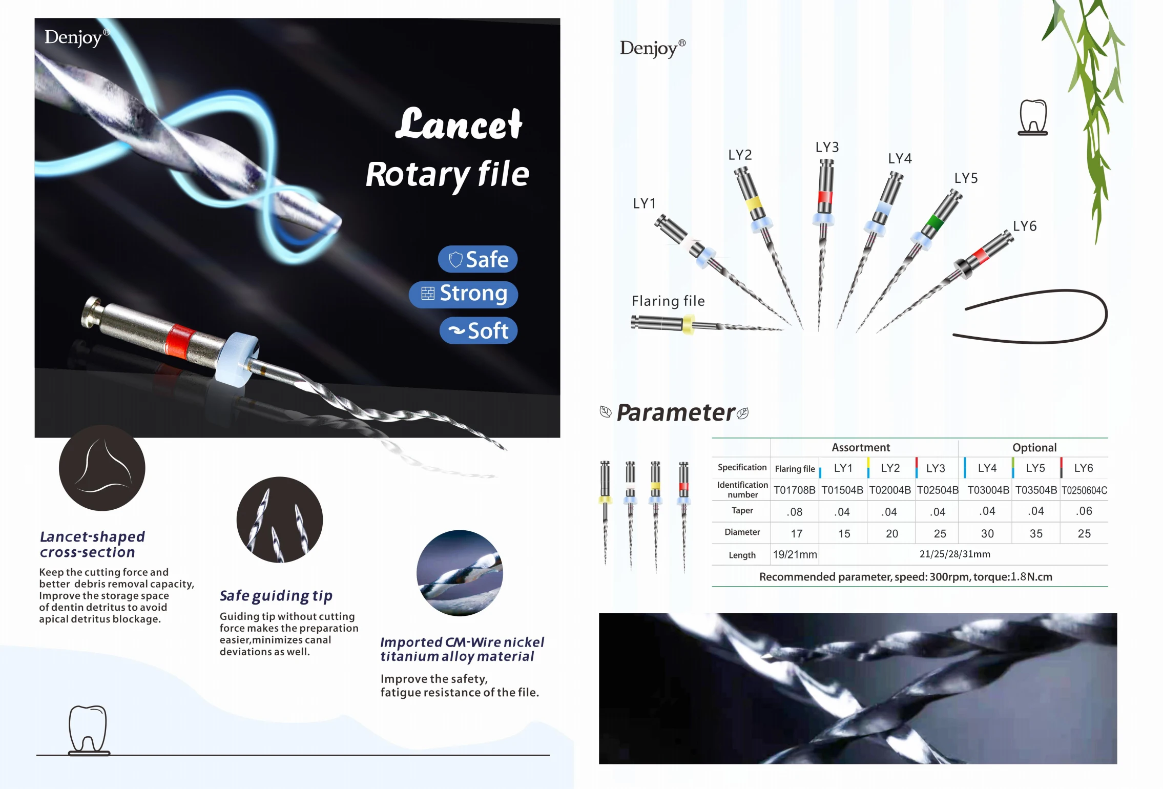 Original Denjoy Dental Cross-Section Rotary Files - Safe & Strong