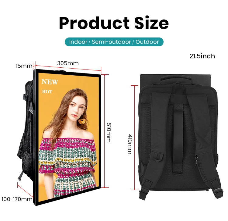 Mobile Digital Backpack Billboard Lcd Backpack Walking Billboard 21.5 ...