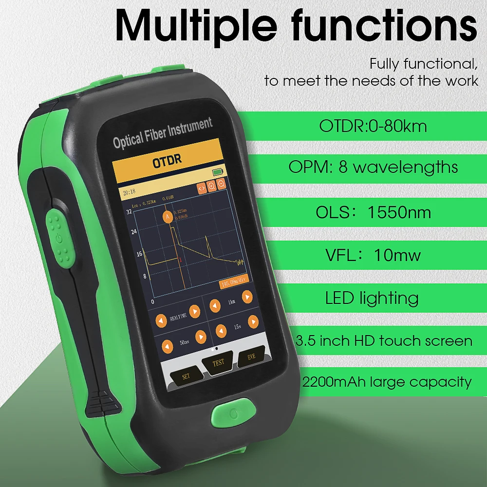 Mini OTDR Touchable Screen Active 80KM - 5 in 1 Fiber Tester