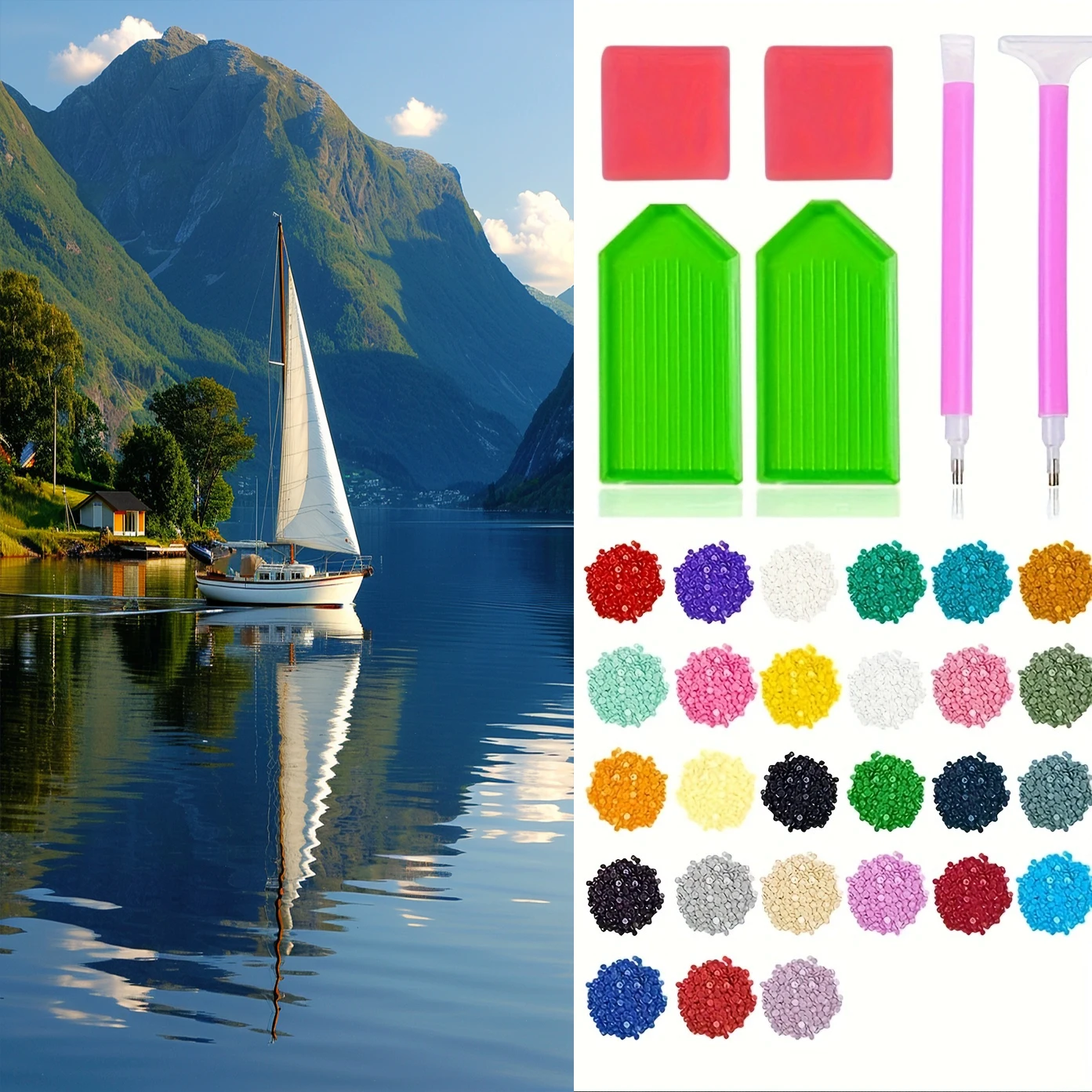 Large Size 40 70cm/15.75inx27.57in Diy 5d Green Hill Pattern Diamond ...