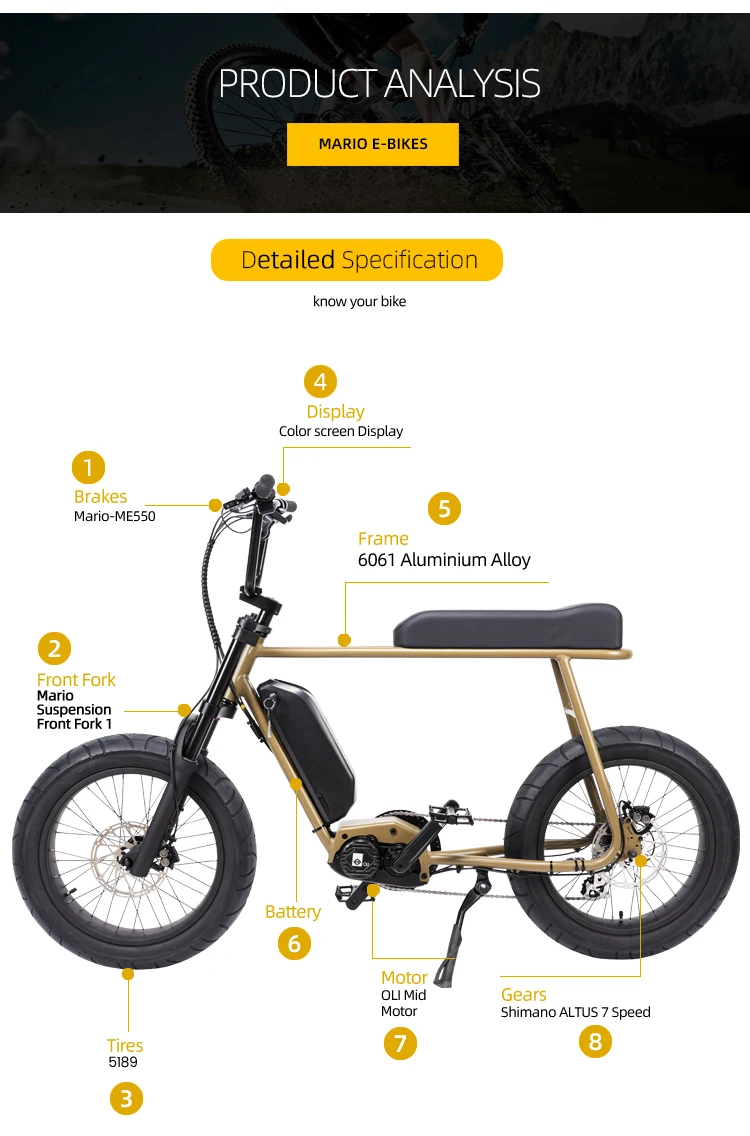 2023 Mario Ebike Mid Drive Motor Central Motor 250 500 Watt 250w Retro ...