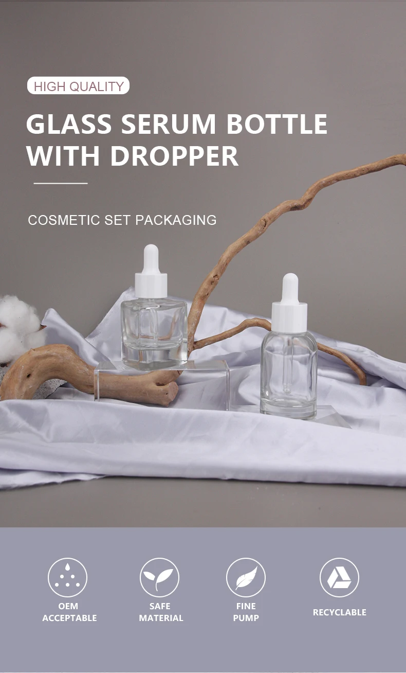 Luxury Serum Dropper Glass Bottle 50ml For Cosmetic Bottle With Dropper With 50ml Glass Bottle