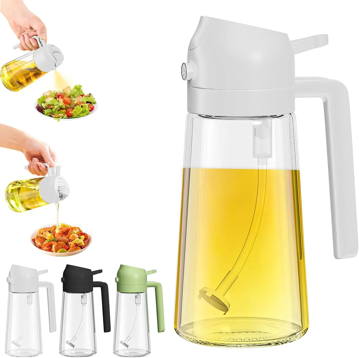 Kitchen 2 in 1 Olive Oil Dispenser 470ml Olive Vinegar Container Mist ...