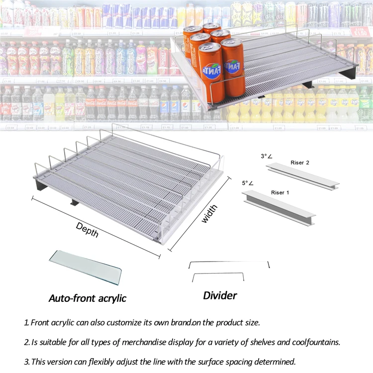 Acrylic Riser Display Shelf Supermarket Beverage Cooler Shelf Plastic ...